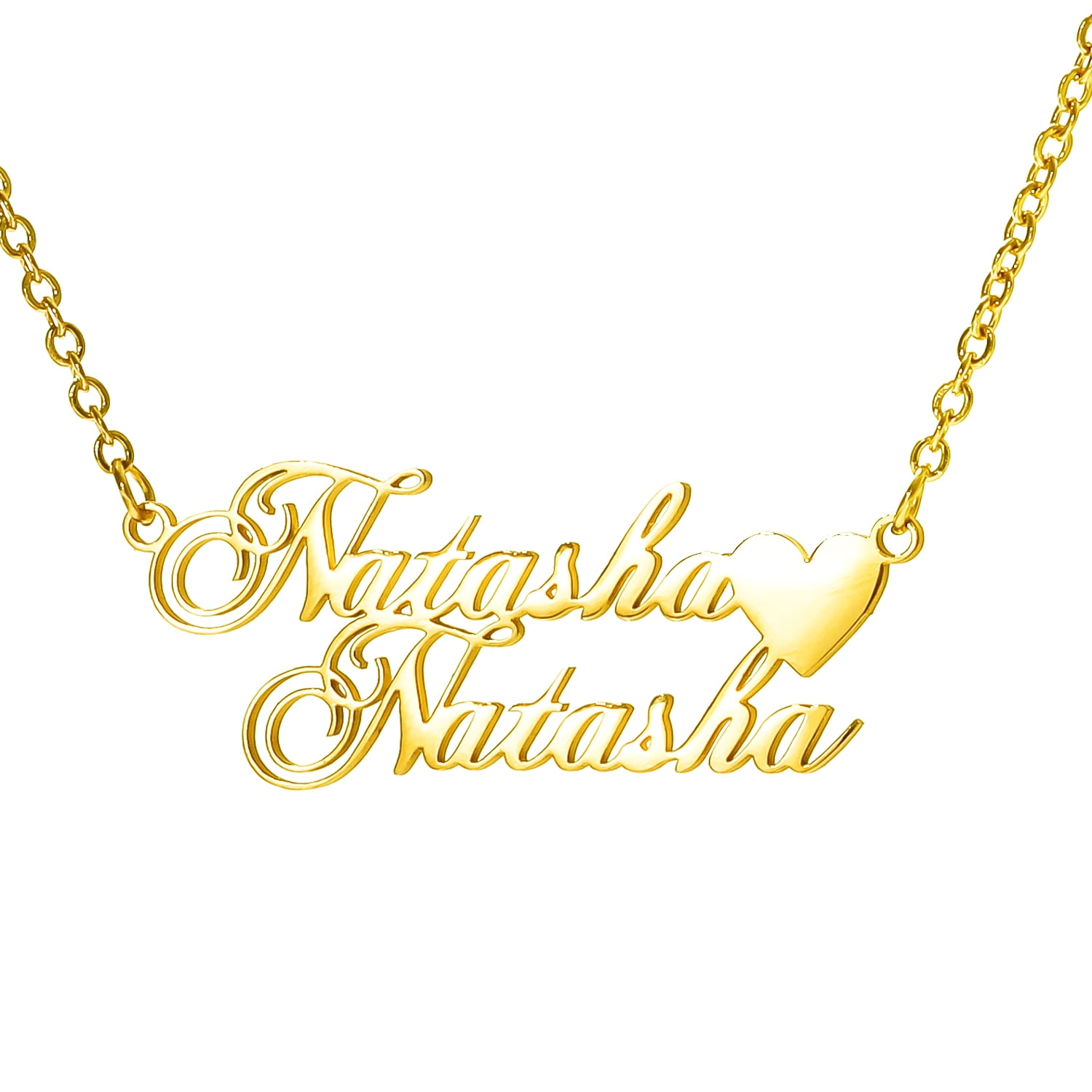 Name Custom Necklace 18K Gold Plated 2 Name Necklace Personalized with ...