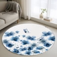 4ft Round Rug Navy Blue Floral Area Rugs for Living Room Bedroom ...