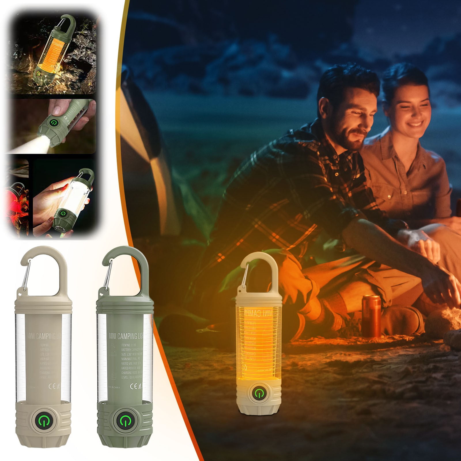 Luz de camping retro LED tricolor | Linterna de emergencia recargable ...
