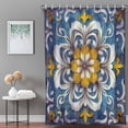 Bathroom Shower Curtain Retro Blue Yellow Pattern Seamless Waterproof ...