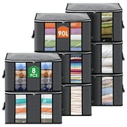 WeluvFit 90L Large Clothes Storage, 6 Pack Gray Collapse Zip Containers ...