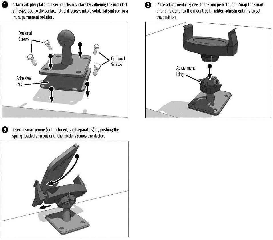 Arkon Universal Mount VSM Adapter Kit with Drill Base for Smartphones ...
