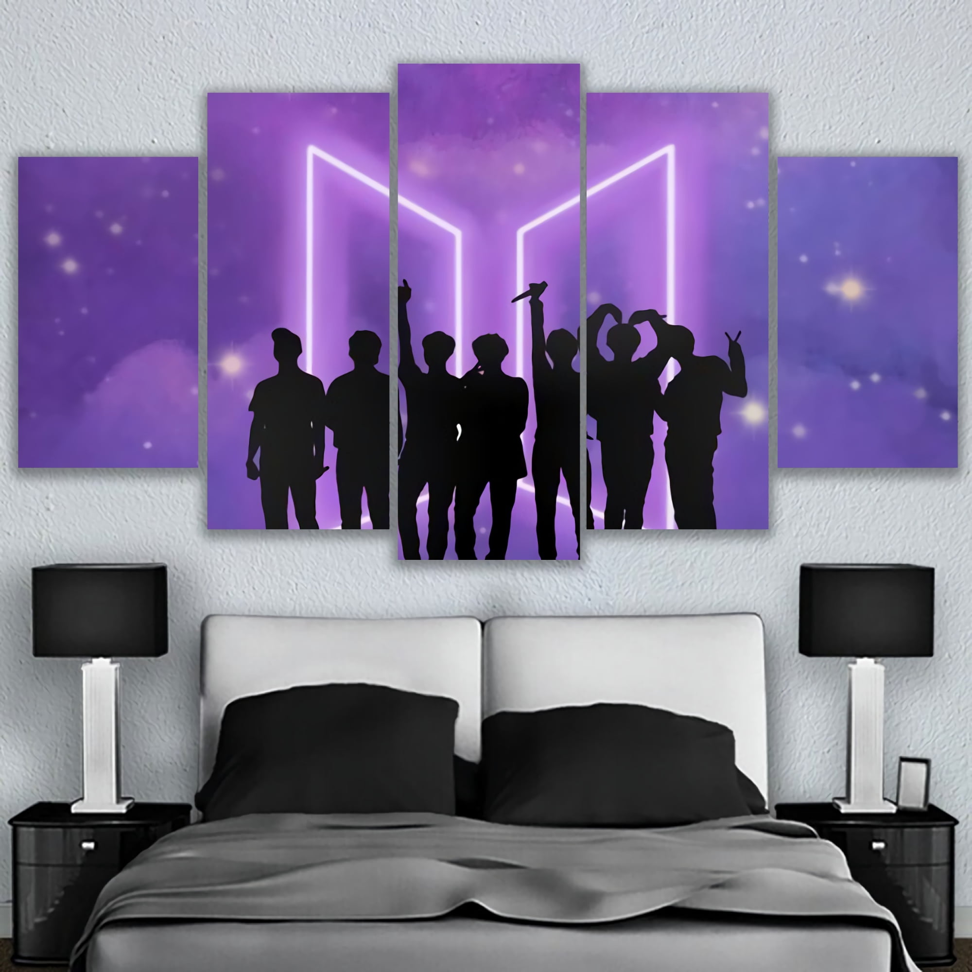 5 Cuadros Decorativos BTS Siluetas Logo De Fondo Artistico Canvas Listo Para Colgar Jungle Art ...
