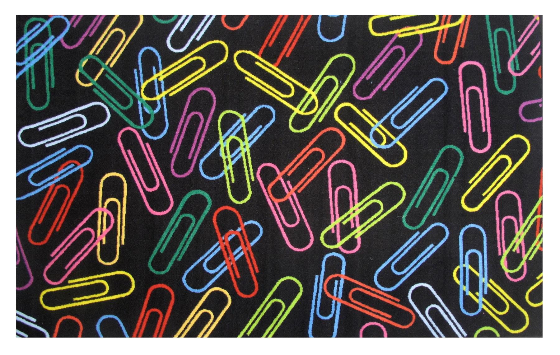 Rectangular Paper Clips Kids Area Rug (58 in. L x 39 in. W (5 lbs ...