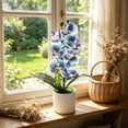 Anckoeil Artificial Flowers Potted Orchid Plant, 7-Head Fake ...