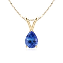 ANGARA Natural V-Bale Pear-Shaped Tanzanite Solitaire Pendant in 14K ...