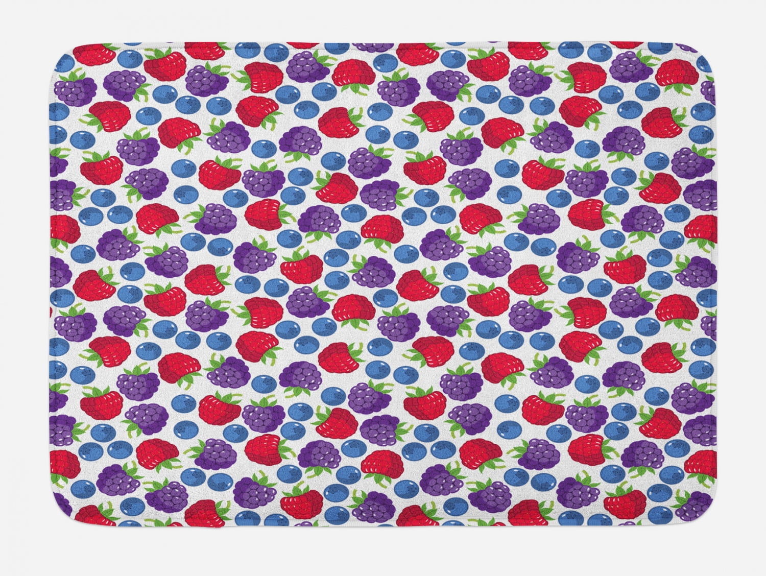 Colorful Bath Mat, Wild Fruits Collections Raspberry Blueberry and ...