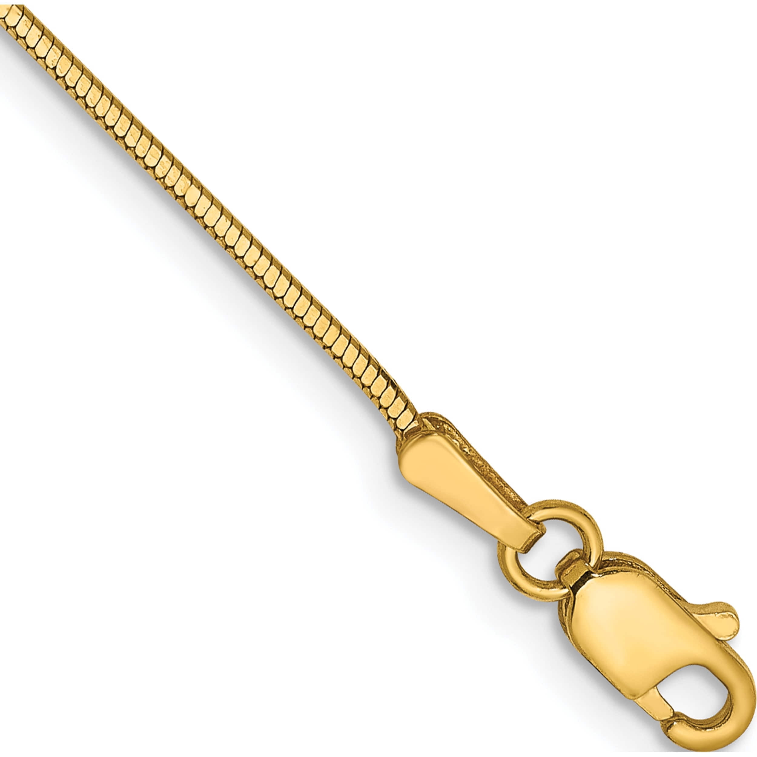 14K Yellow Gold 1.2mm Octagonal Snake Chain (7 X 1.2) Made In Peru ...
