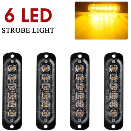 FanShow 4pcs 12-24V Ultra Thin Warning Light Bar Emergency Strobe Alarm ...