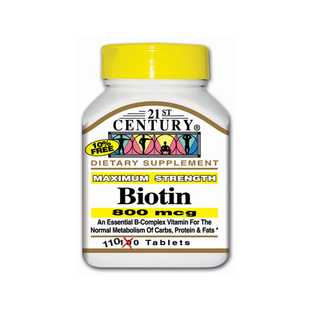 21st Century Maximum Strength Biotin Tablets, 800 mcg, 110 Count ...