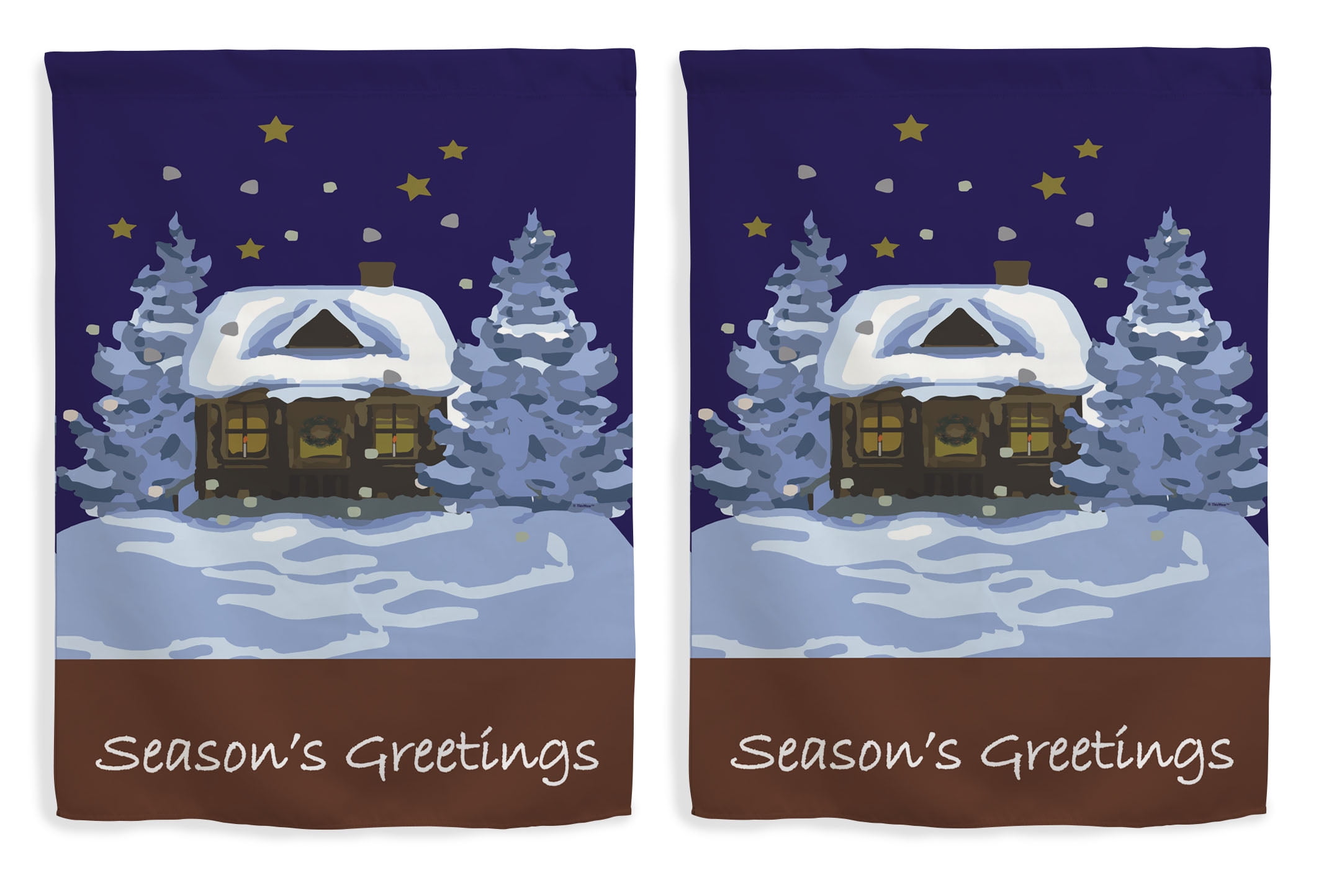 ThisWear Holiday Decor Season's Greetings Cozy Home in Winter Scene ...