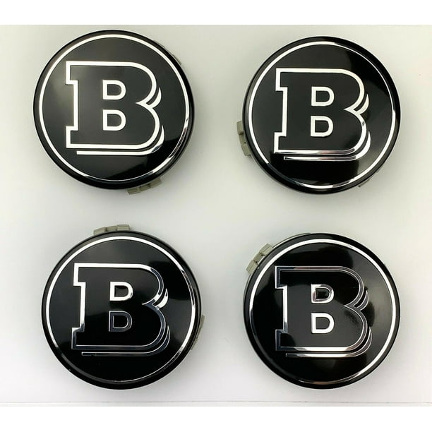 Set of 4 brabus black mercedes benz alloy wheel centre caps 75mm hub ...