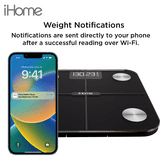 iHome 14-in-1 Smart Wifi Digital Battery Powered Bathroom Scale with ...