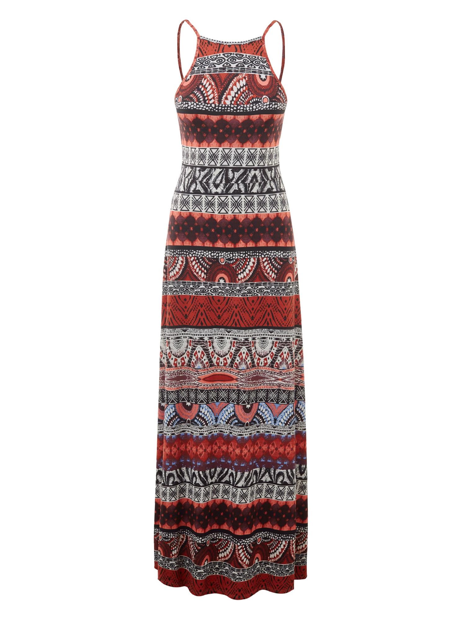 MBJ WDR1365 Womens Print Sleeveless Maxi Dress - Made in USA XL BLACK ...