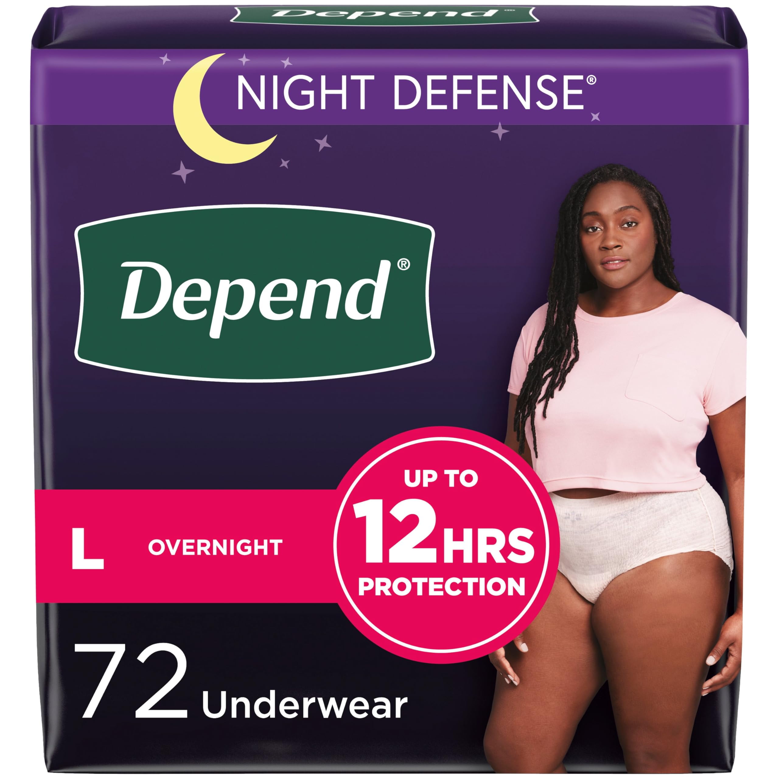 Ropa interior para incontinencia Depend Night Defense para mujer, talla ...