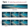 7 Piece Linen Table Runner and Placemats Set, Moon Beach Blue Glow ...