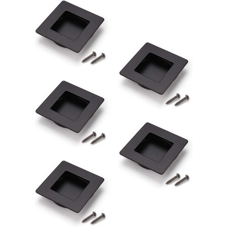 (5 Pack) Square Flush Door Handles Black Sliding Door Pulls Stainless ...
