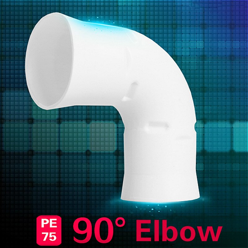 75mm PE 90 Degrees Elbow Ducting 2-Way Equal Connector Coupler For ...