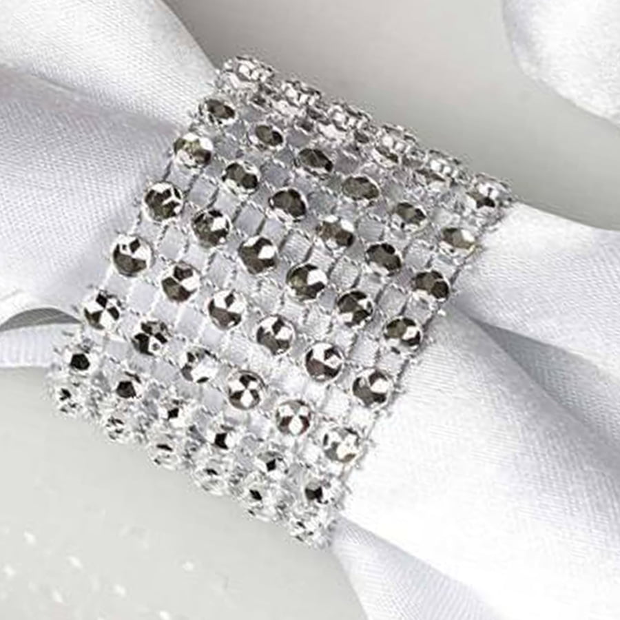 BalsaCircle 10 Pieces Diamond Napkin Rings Table Top Decorations Silver ...