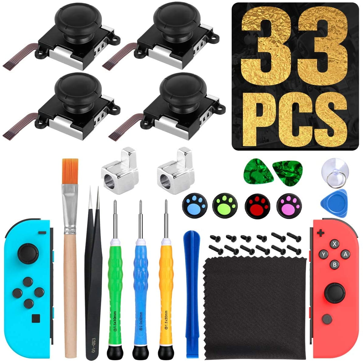 4 Pack Joycon Joystick Replacement 3D Joystick Analog Left/Right Thumb ...