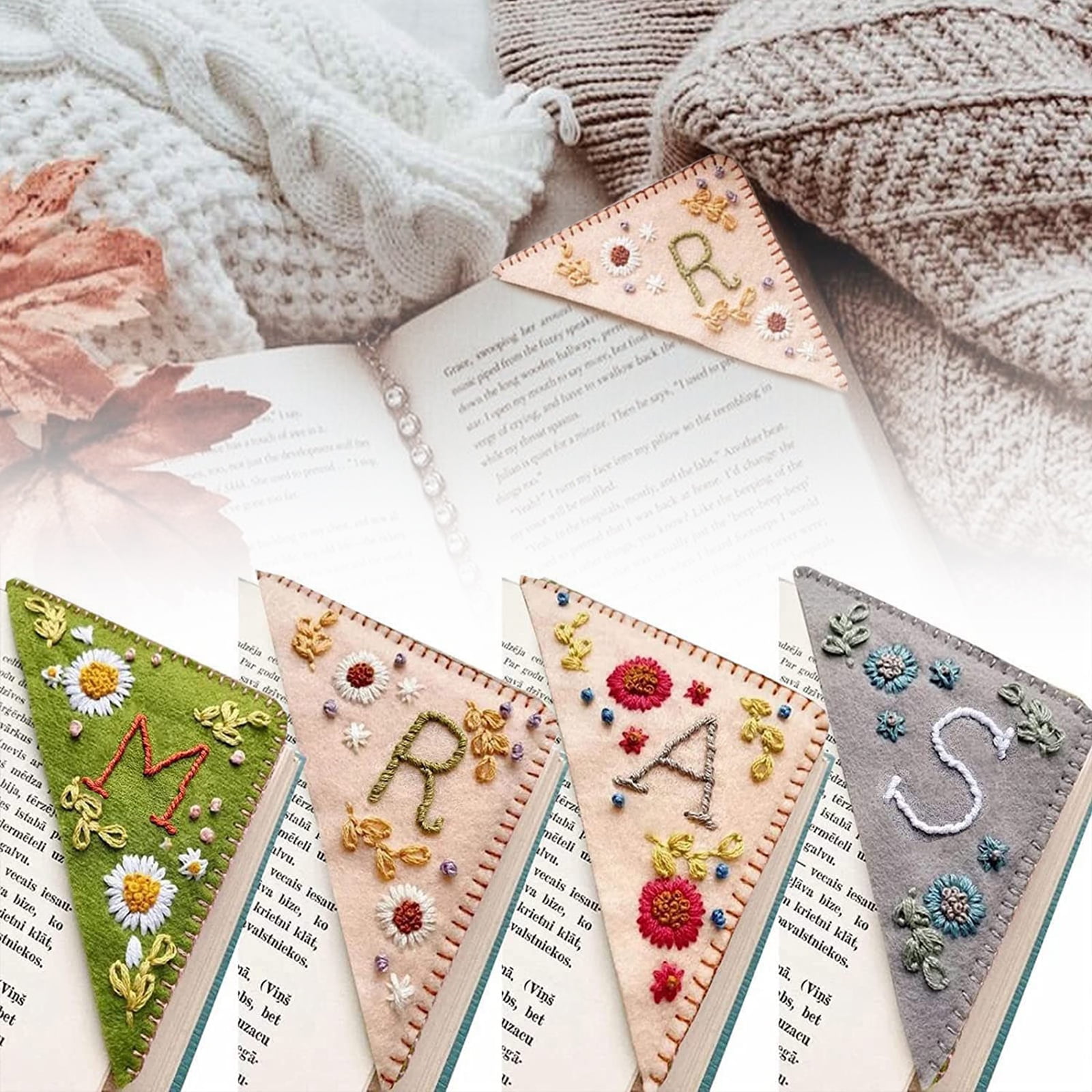 AQOTER Corner Bookmark,Personalized Hand Embroidered Corner Bookmark ...