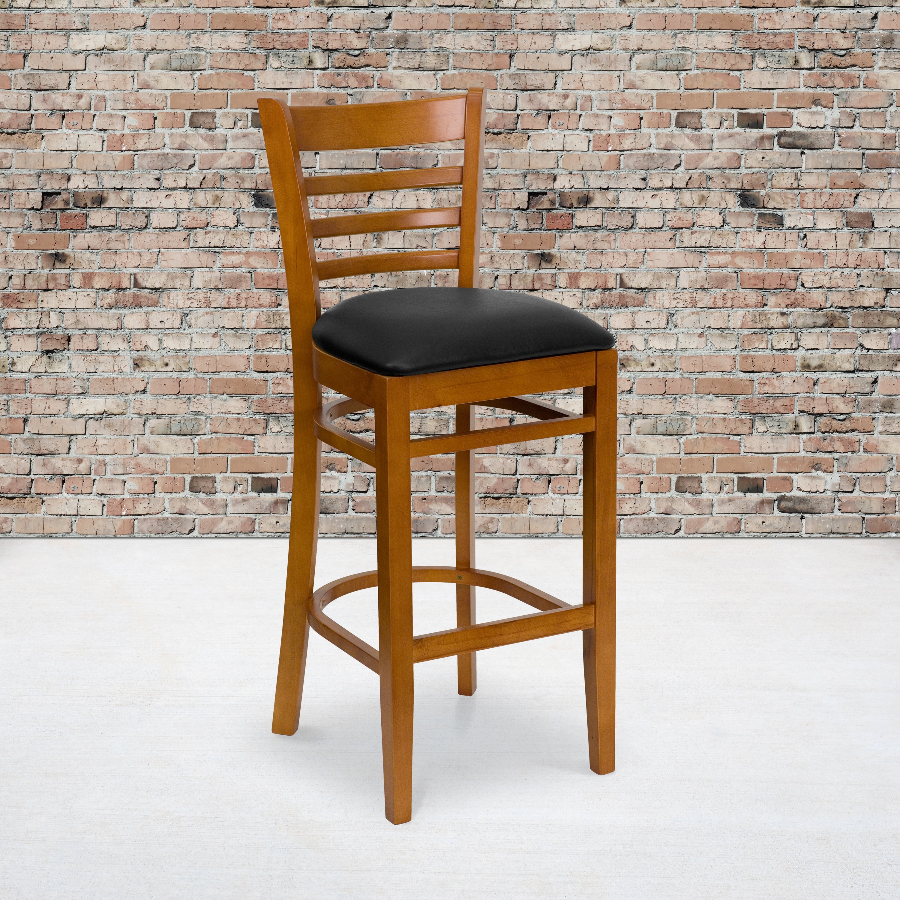 BizChair Bar Stools | Set of 2 Cherry Wood Bar Stools with Back and ...