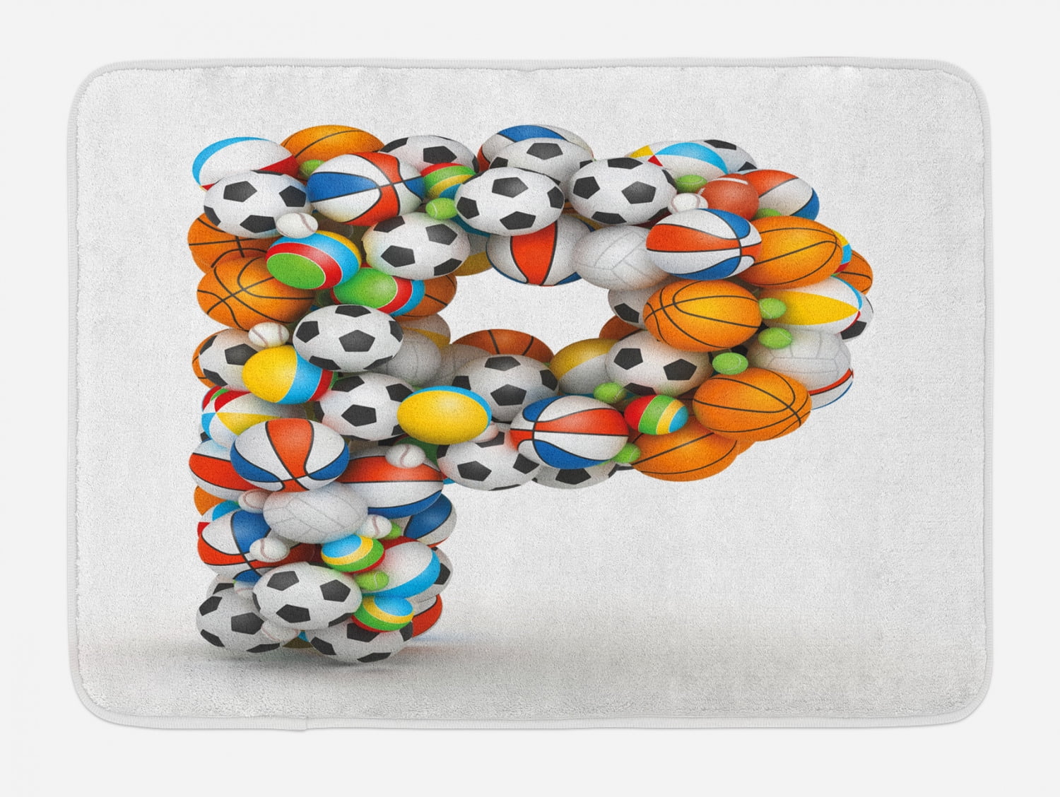 Letter P Bath Mat, Conceptual Typography Design Alphabet and Sports ...
