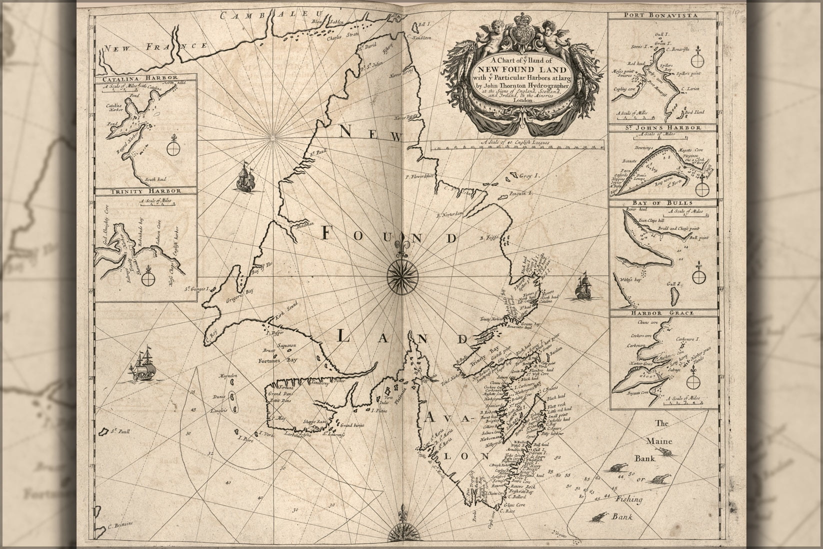 24"x36" Gallery Poster, map Chart of NewFoundLand 1700 - Walmart.com