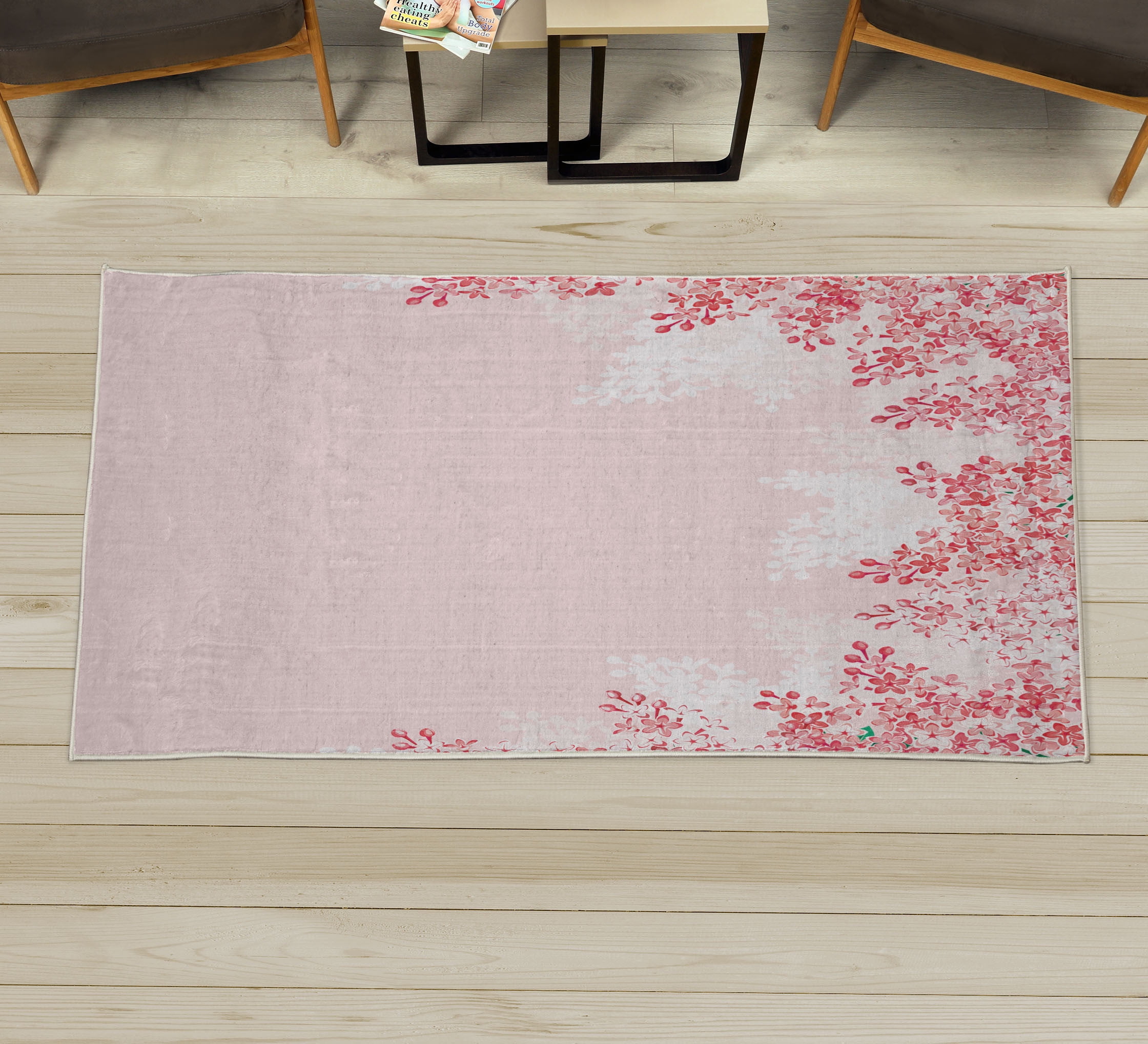 Flower Decorative Rug, Framing Lilac Flowers in Blossom Vernal Season ...