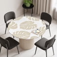 Beige Monstera Leaf Round Fitted Table Cover Tropical Botanical ...