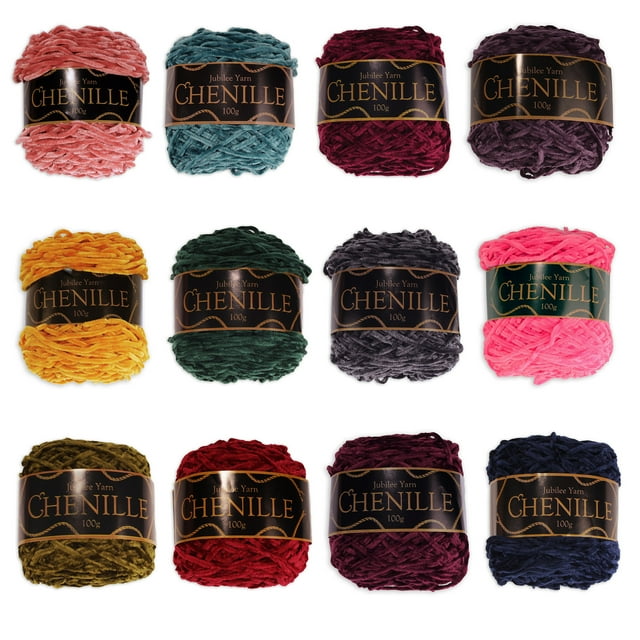 JubileeYarn Chenille Yarn - Worsted Weight - 100g/cake - Variety Pack ...