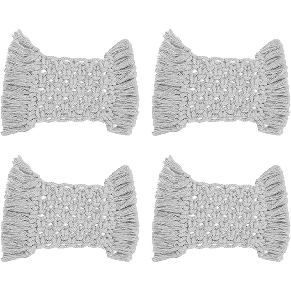Rattan Macrame Boho Coasters | Bohemian Set of 4 Table Decor Cute ...