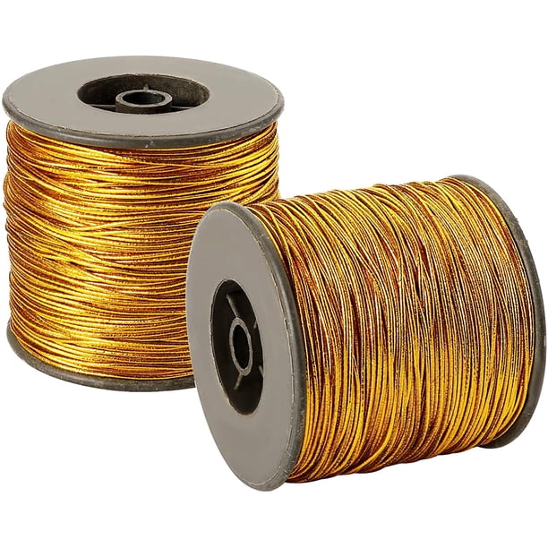 HTAIGUO 218 Yards Metallic Elastic Cords Stretch Cord, 2 Rolls 1 mm ...