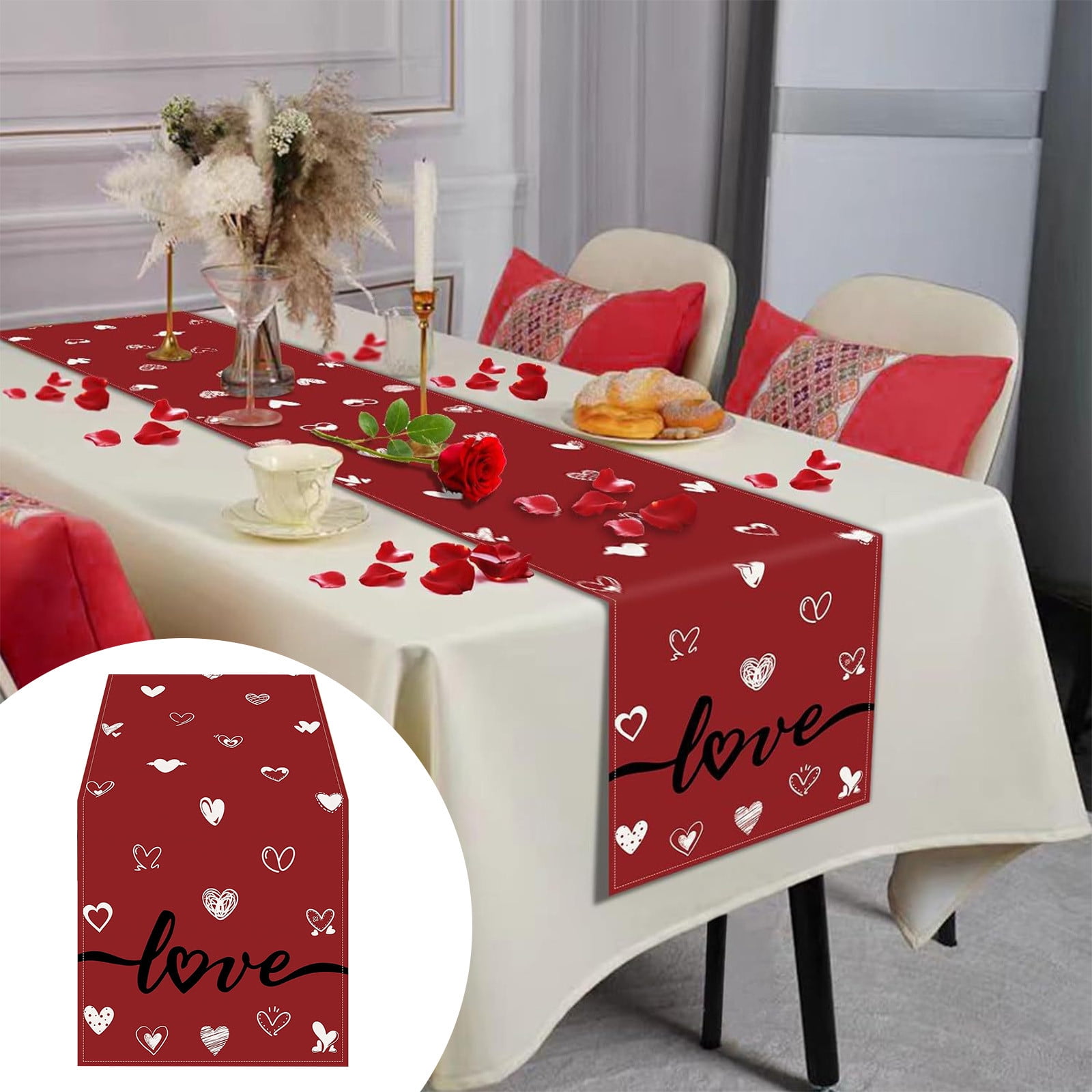Click here for Boovnll Colorful Love Table Flag Valentines Day Re... prices
