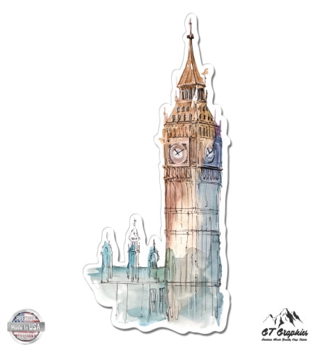 Big Ben Watercolor Design - 12" Vinyl Sticker Waterproof Decal ...