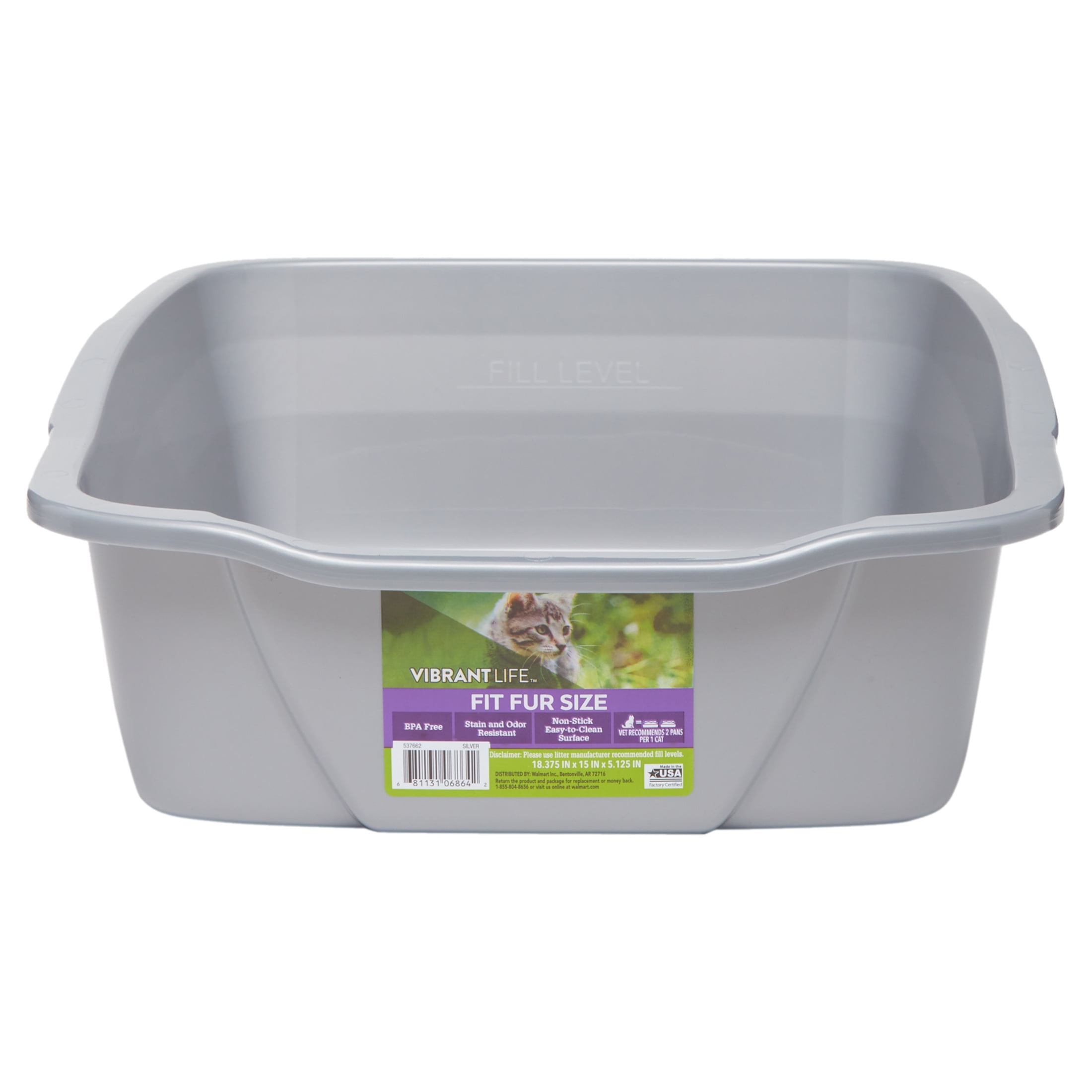 Vibrant Life Fit Fur Size Cat Litter Box, Color May Vary - Walmart.com