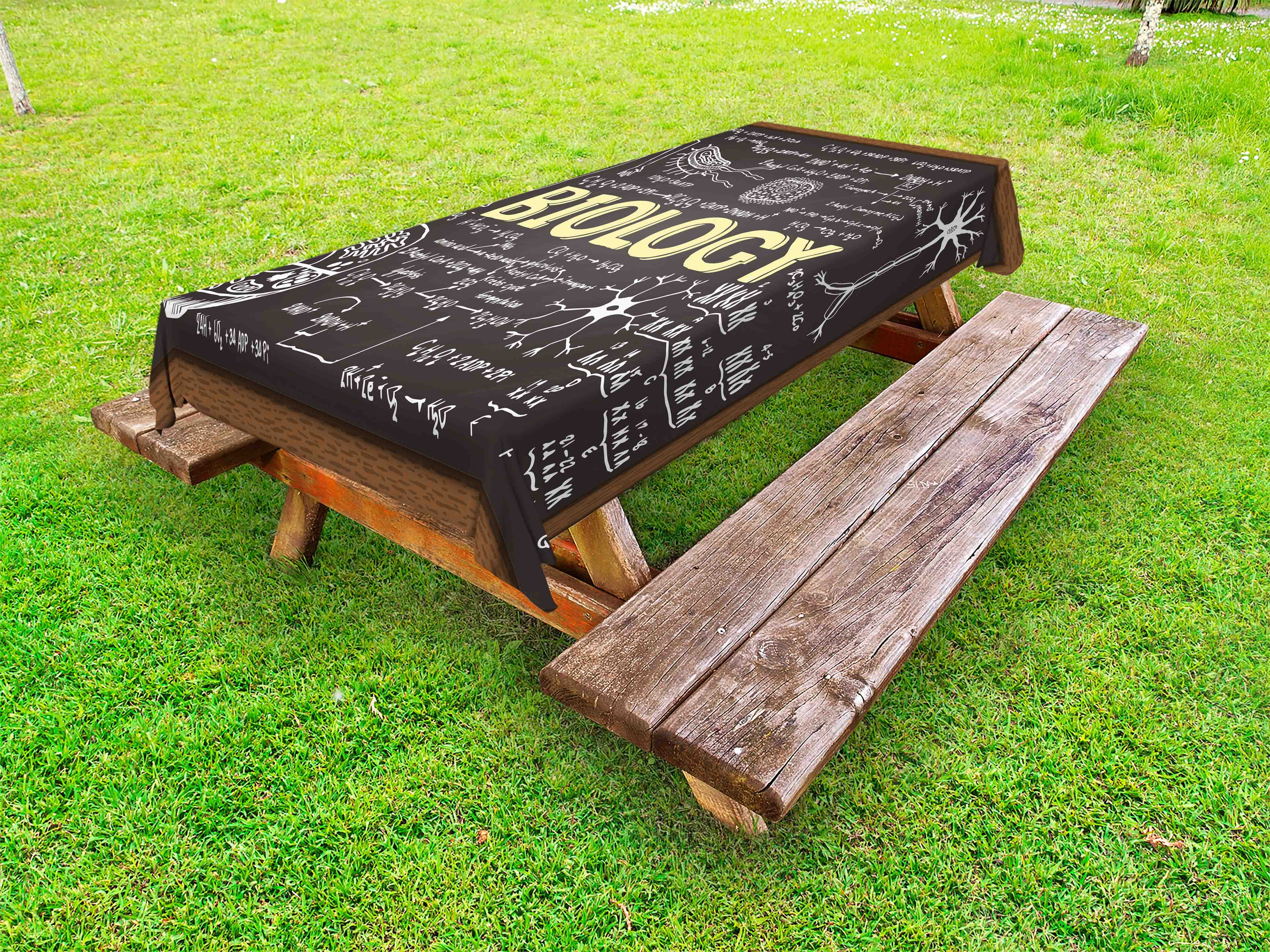 Educational Outdoor Tablecloth, Black Chalkboard Biology Hand Written ...