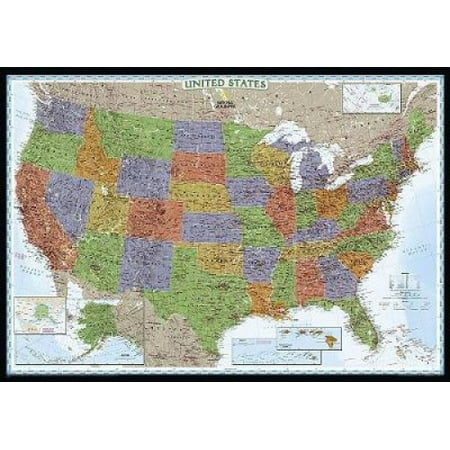 United States Classic, Enlarged &, Laminated: Wall Maps U.S. | Walmart ...