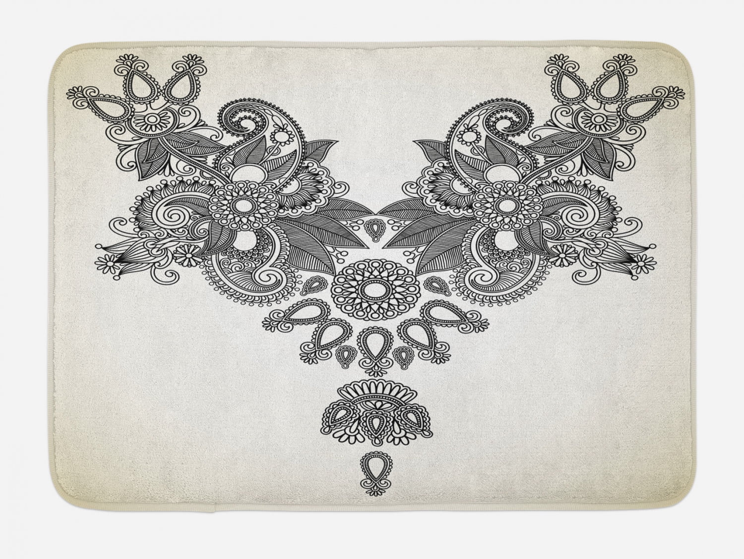 Henna Bath Mat, Far Eastern Vintage Fashion Ornamental Paisley Abstract ...