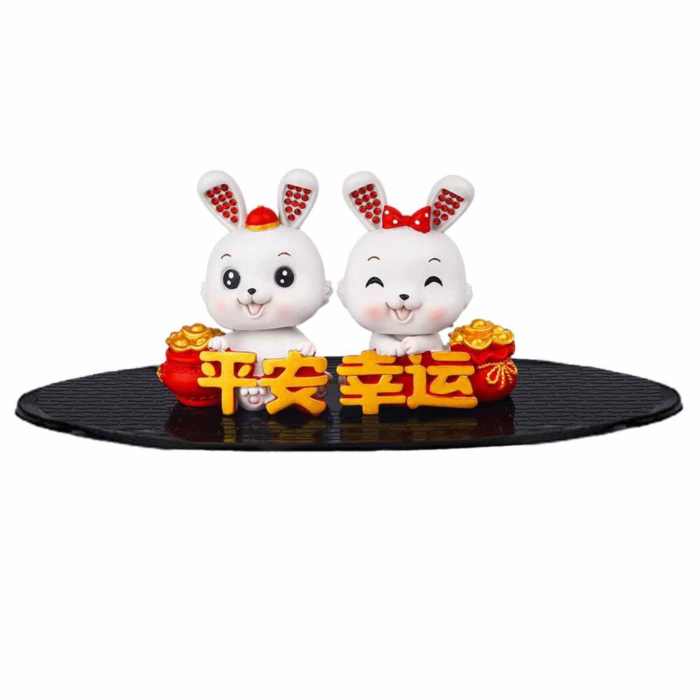 Chinese Car Rabbit | Resin Desktop Shaking Head Miniature Rabbit ...