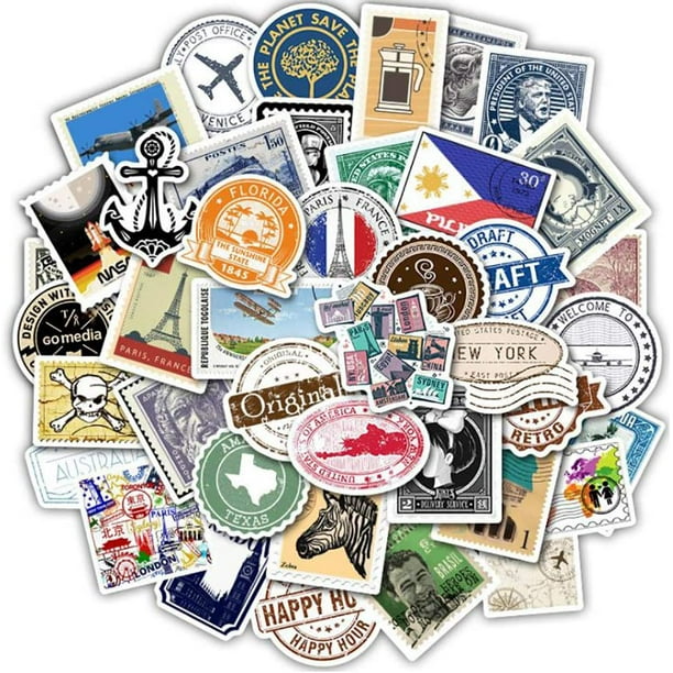 50 Pcs Cute Stamp Stickers for Water Bottle, Kids, Teen, Girl Trendy ...