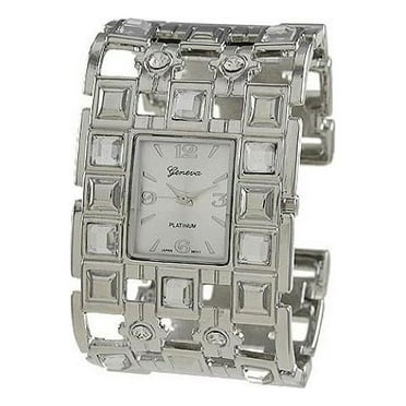 Silver Metal Western Style Decorated Square Face Women's Bangle Cuff ...