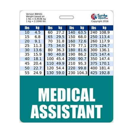Medical Assistant Badge Buddy Horizontal wHeight & Weight conversion ...