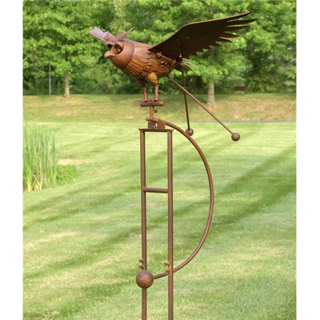 Zaer ZR156006 Large Iron Rocking Owl Winslow with Moving Wings Garden ...