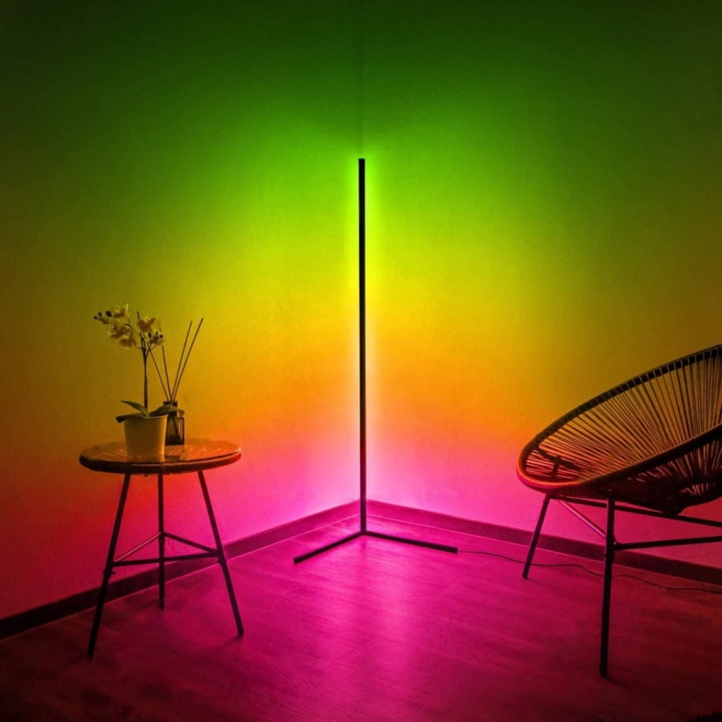 Modern Tall LED Floor Lamp Bedroom RGB Color Changing Standing Lamp ...