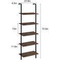 5 Tiers Ladder Shelf 2-Piece Black Modern Tall Bookshelf Open Large ...