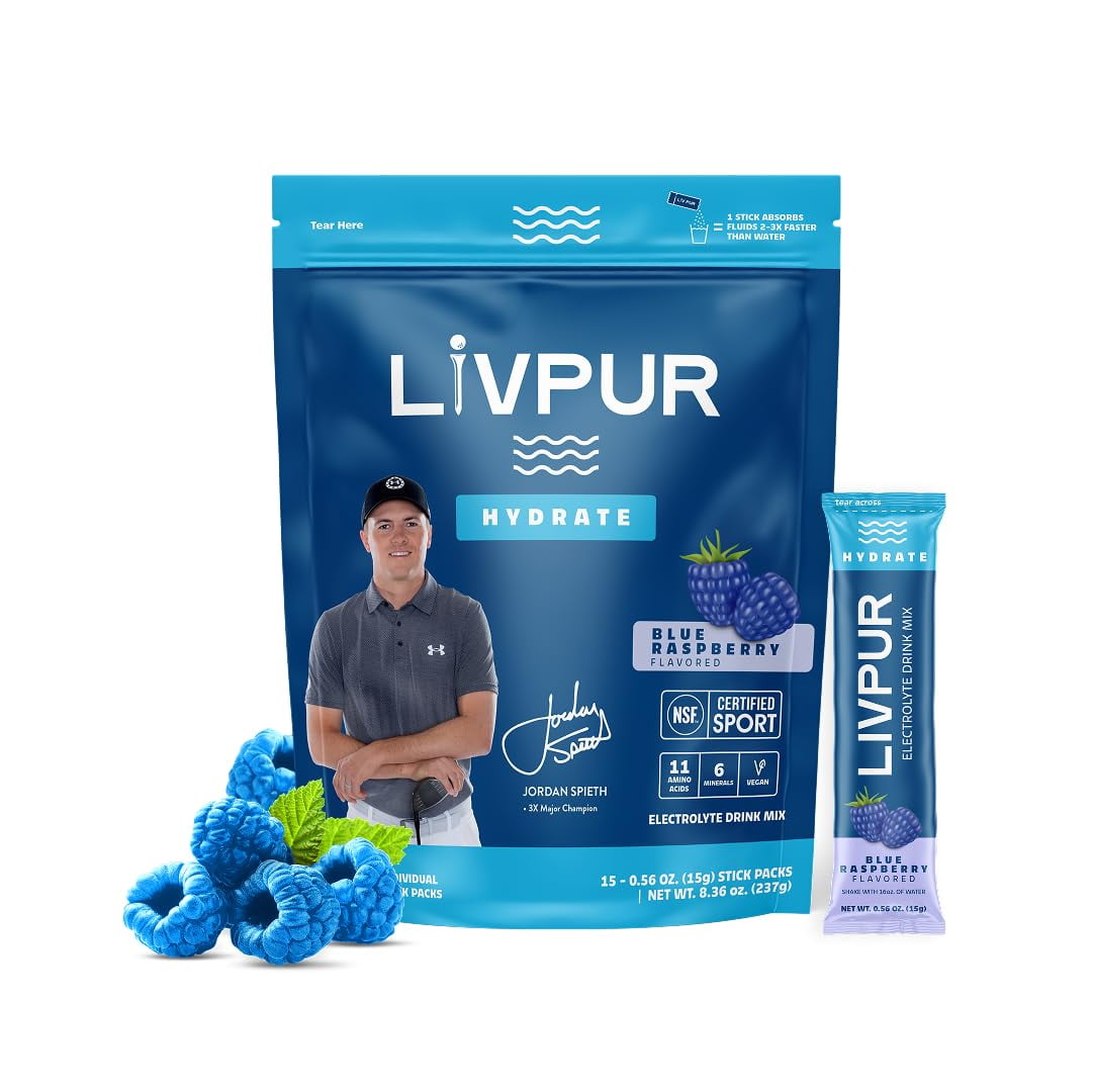 Mezcla de bebidas electrolíticas LivPur Hydrate Blue Raspberry, 15 ...