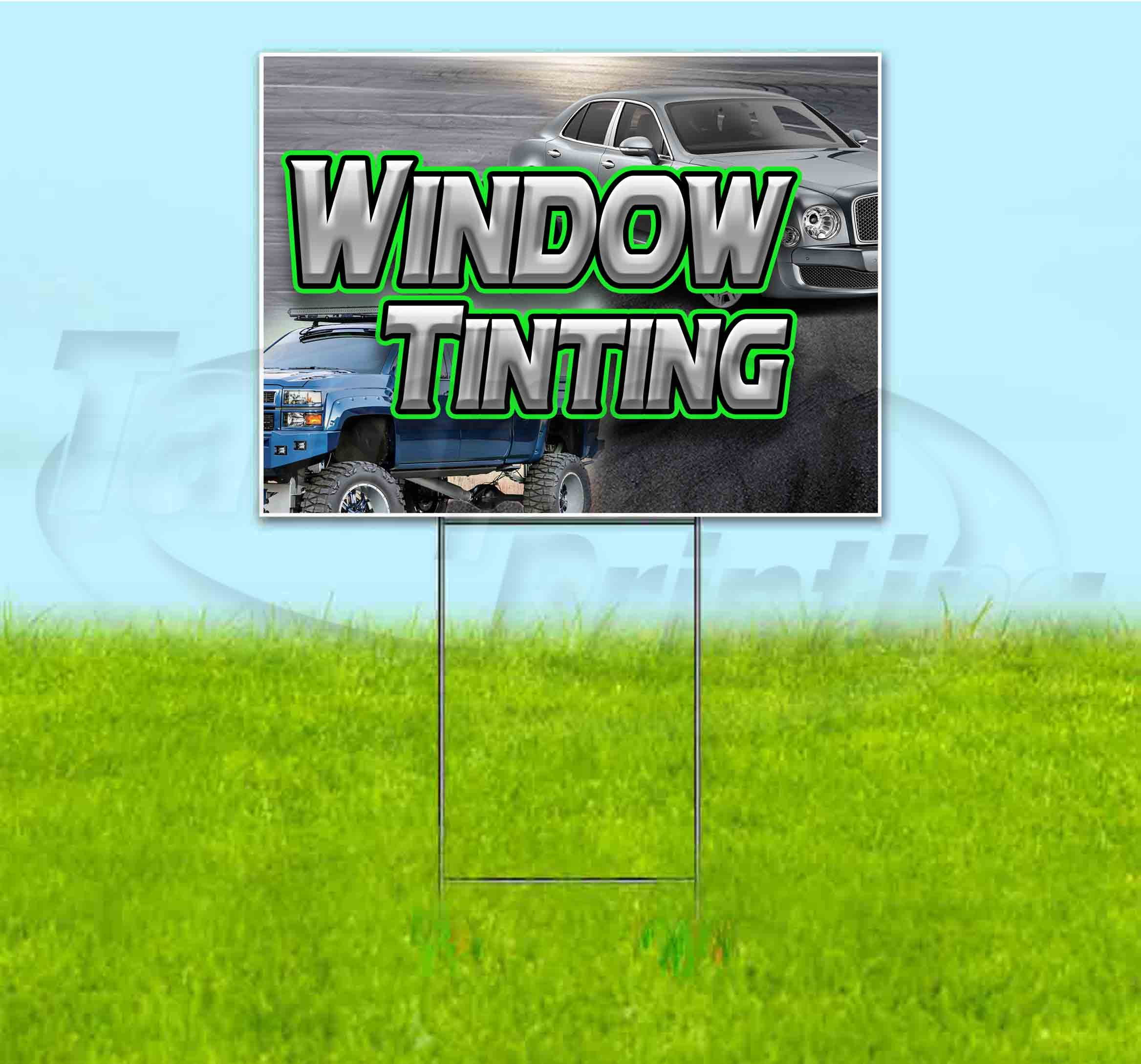 Window Tinting (18" x 24") Yard Sign, Includes Metal Step Stake ...