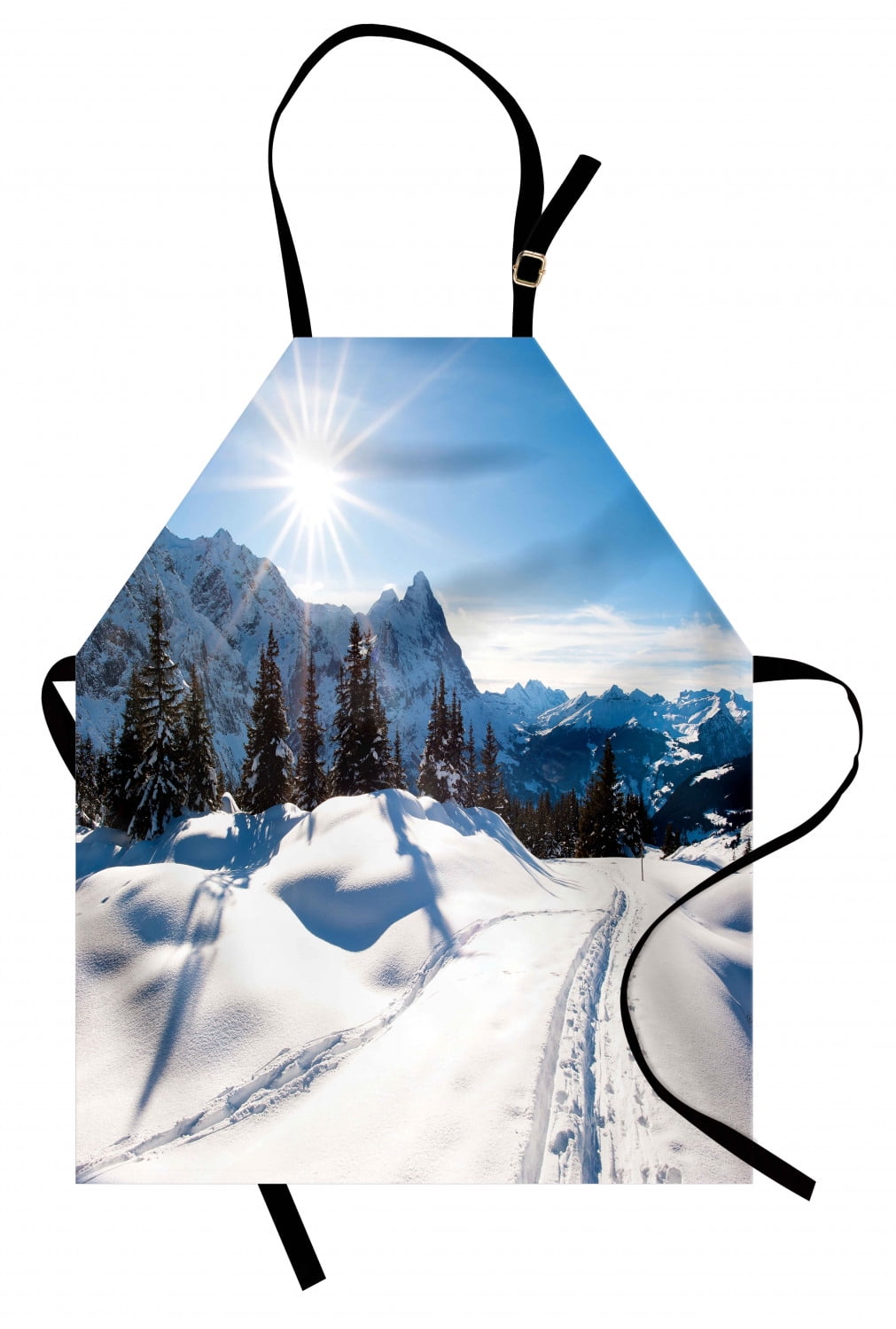 Winter Apron Panoramic Winter Scenery on Snow Covered Mountain with ...