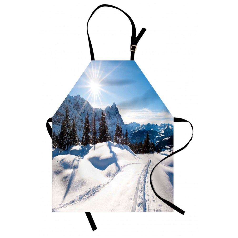 Winter Apron Panoramic Winter Scenery on Snow Covered Mountain with ...